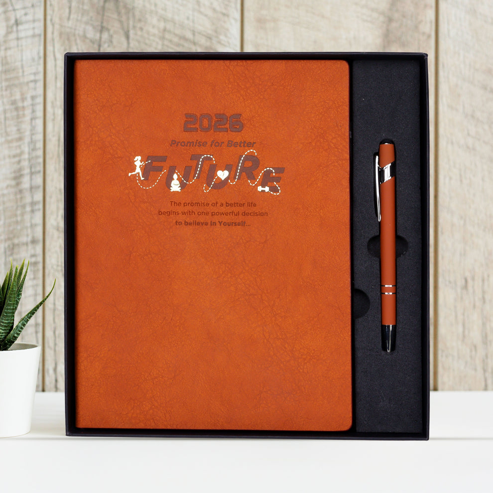 2 in 1 Diary & Pen Gift Set Combo | New Year 2026 Hamper – ForU India